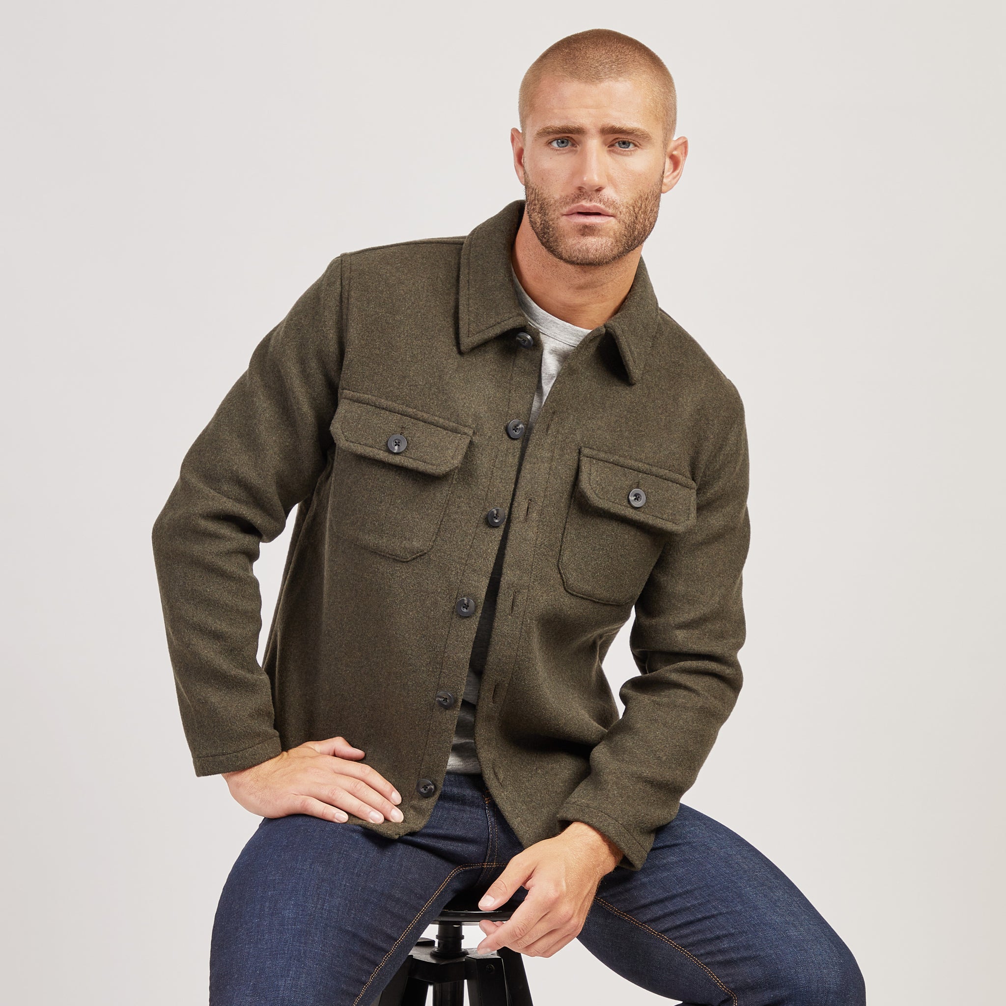 Men's Oversized Wool Shirt Jacket - Mott & Bow