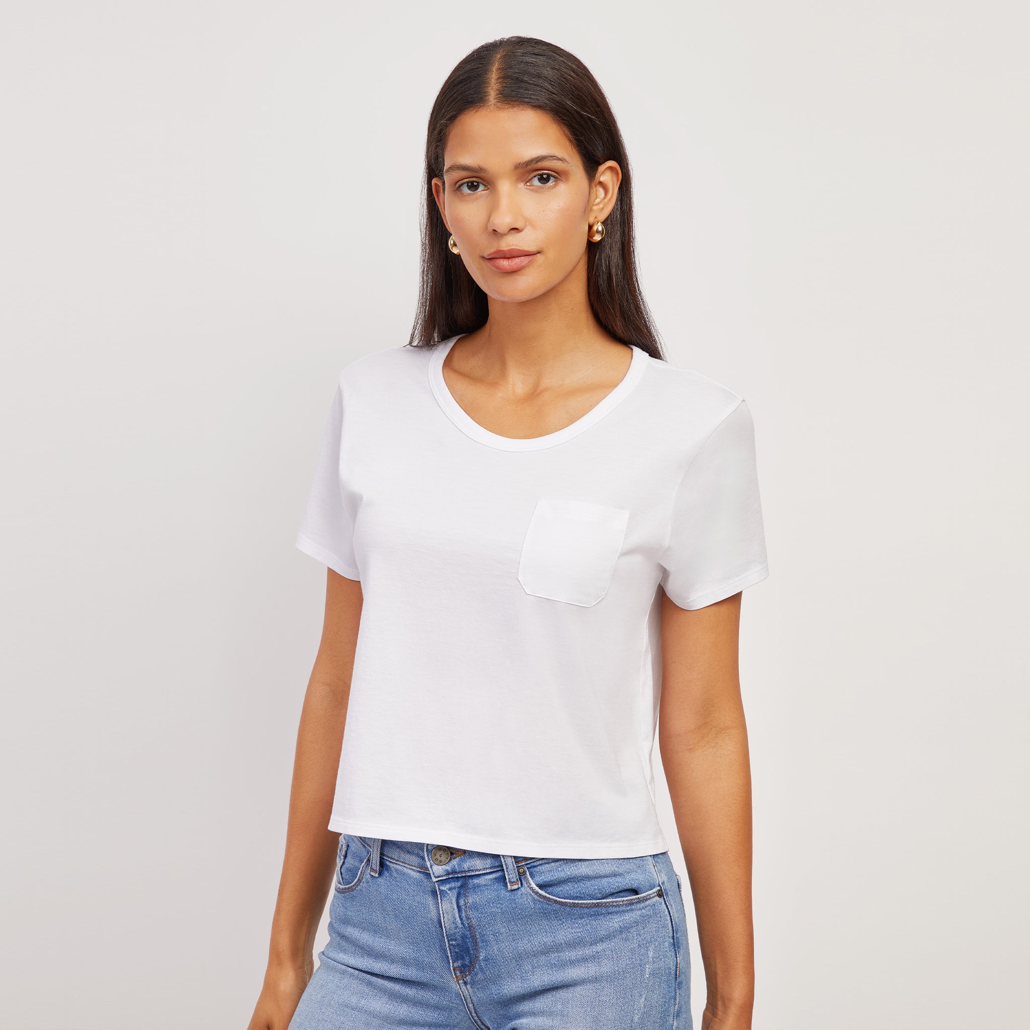 Women's Cotton Boxy Pocket Crew Neck Tee - Mott & Bow