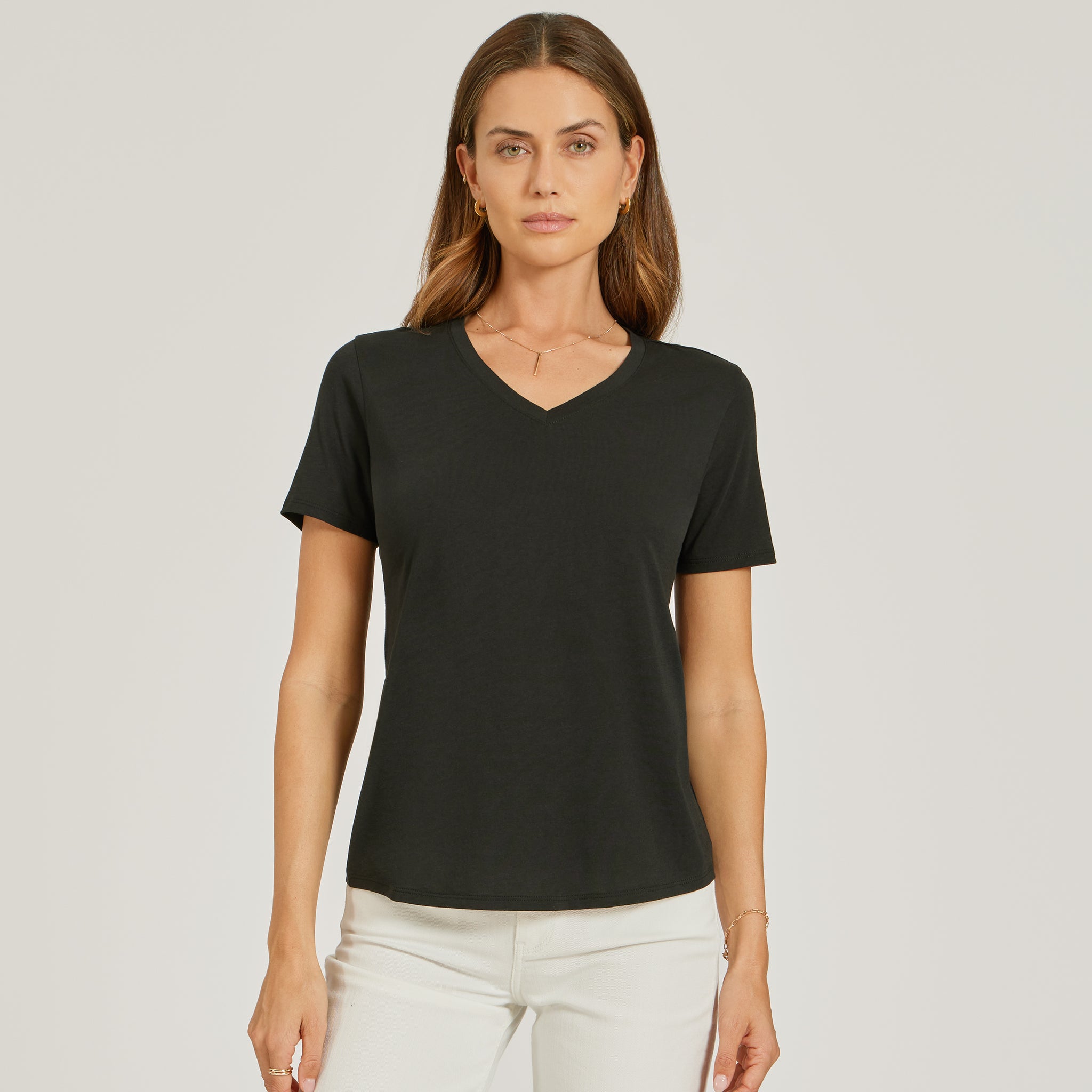Women's Relaxed V-Neck Marcy Tee - Mott & Bow