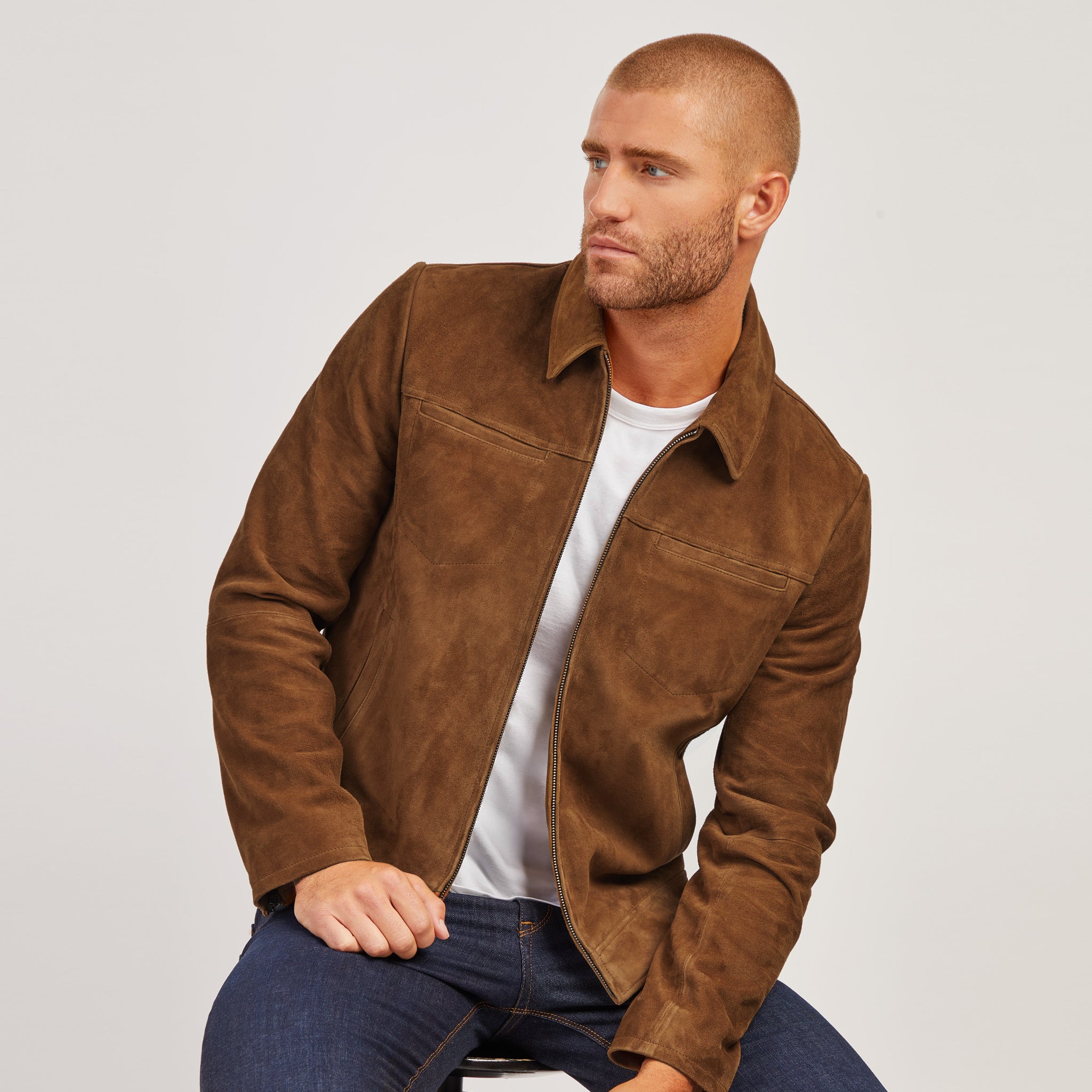 Men's Suede Trucker Jacket - Mott & Bow