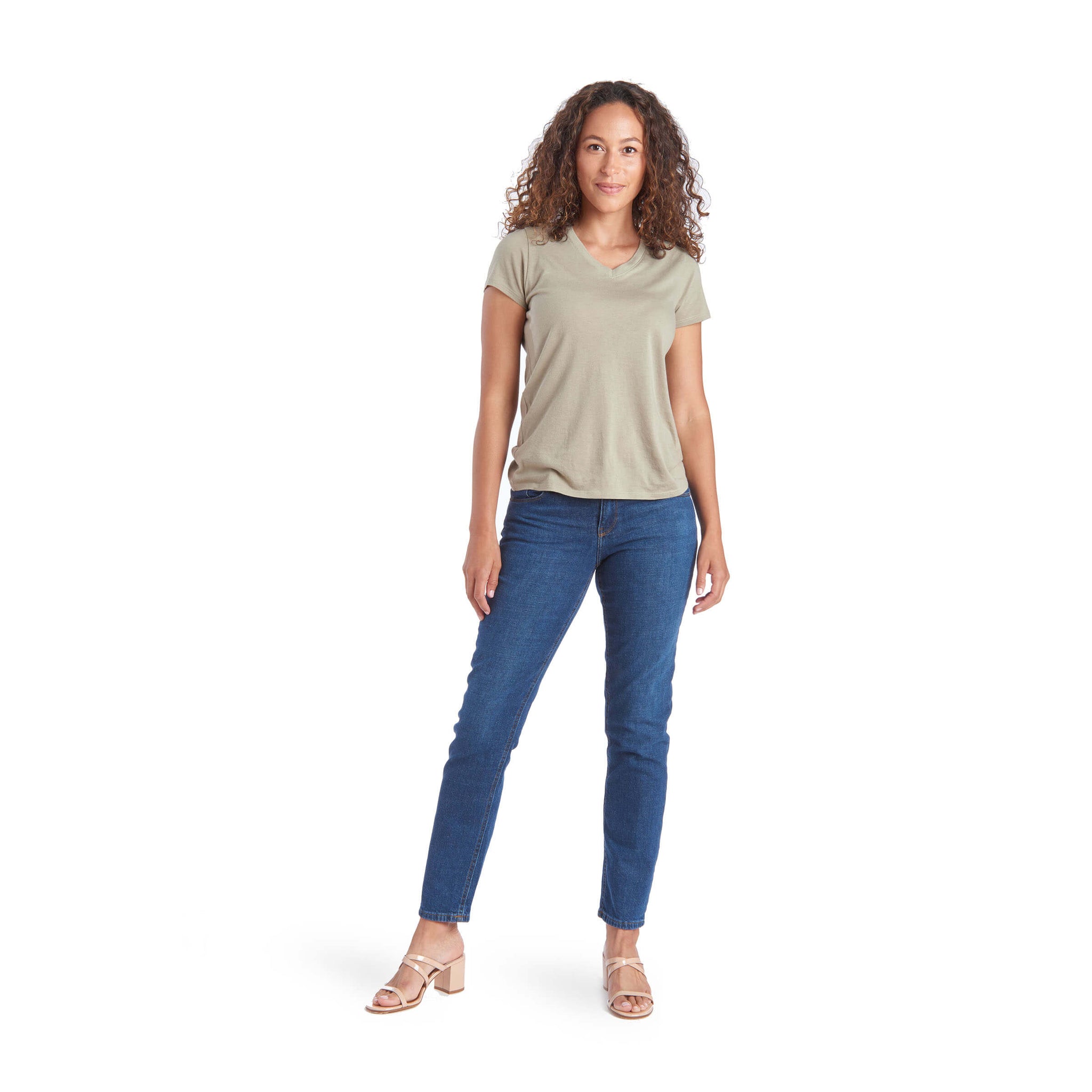 Women's Fitted V-Neck Marcy Tee - Mott & Bow