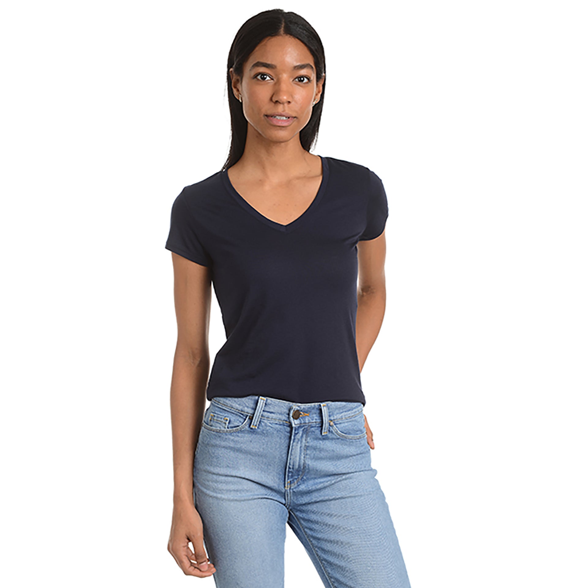 Women's Fitted V-Neck Marcy Tee - Mott & Bow