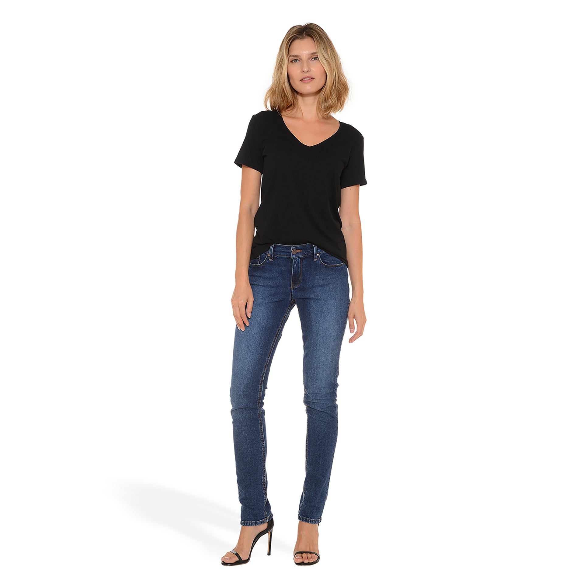 Women's Mid Rise Slim Straight Ridge Jeans - Mott & Bow
