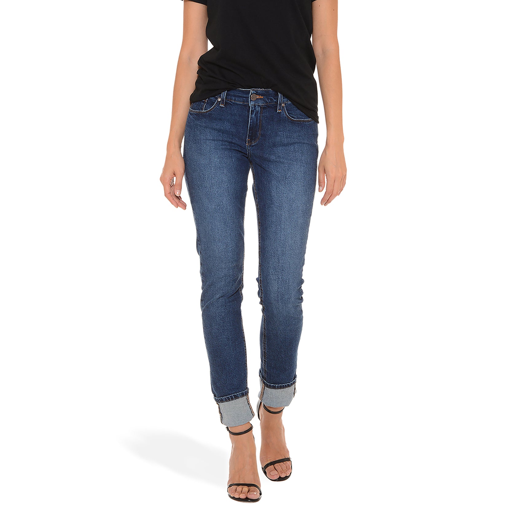 Women's Mid Rise Slim Straight Ridge Jeans - Mott & Bow