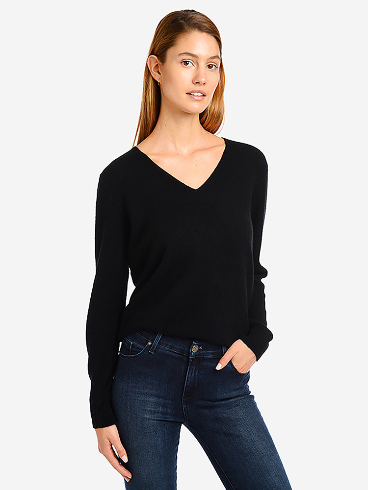 Women's Cashmere V-Neck Willow Sweater - Mott & Bow
